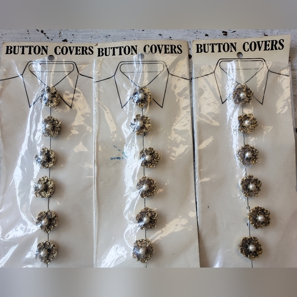 Jewelry | Lot Of 18 Vintage Goldpearl Button Covers New Old Stock ...